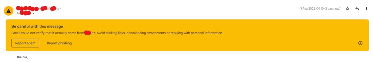 How to prevent Gmail warning "Be careful with this message" - Web ...